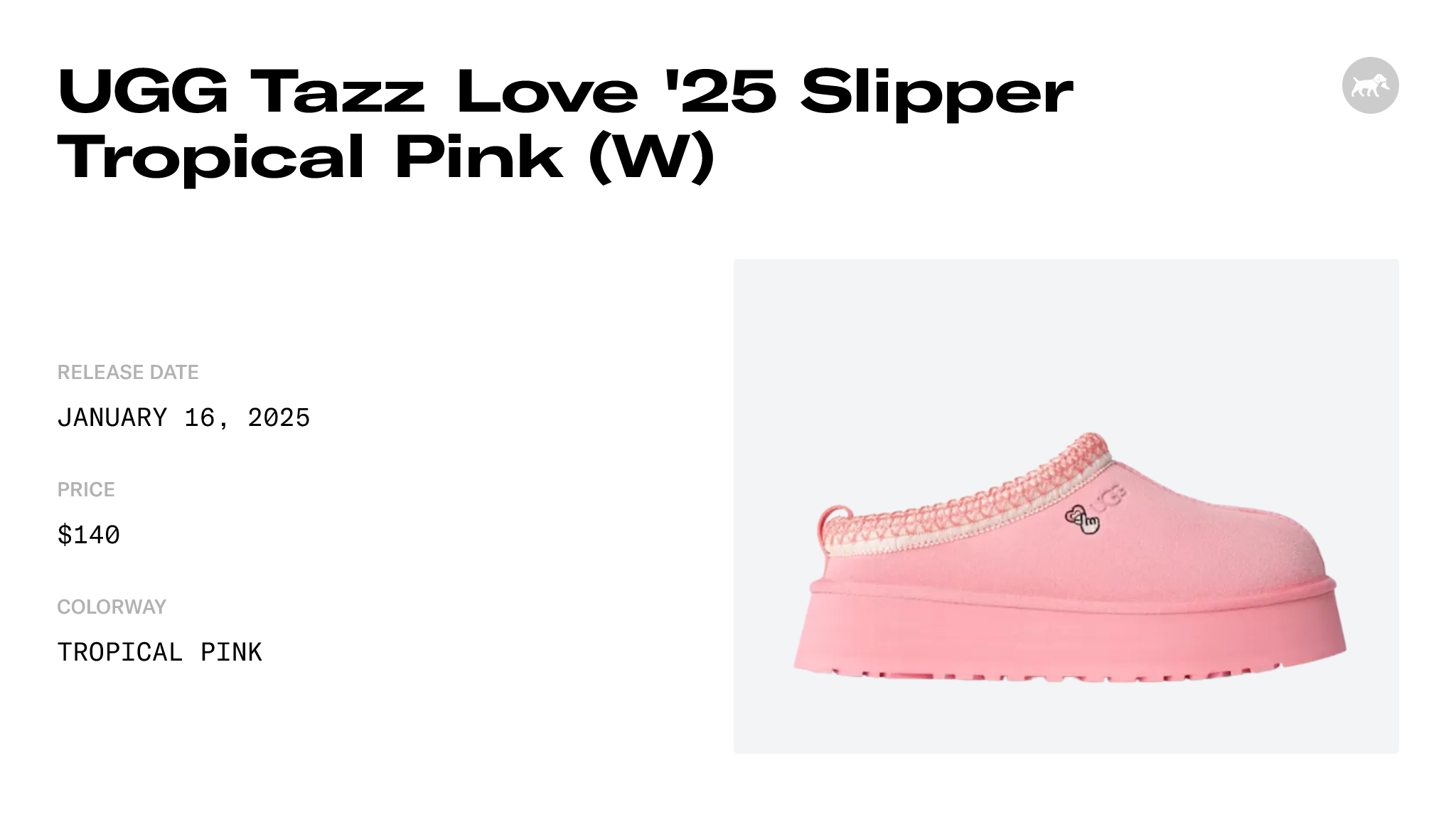 UGG Tazz Love '25 Slipper Tropical Pink (W) - 1172130-TPCL