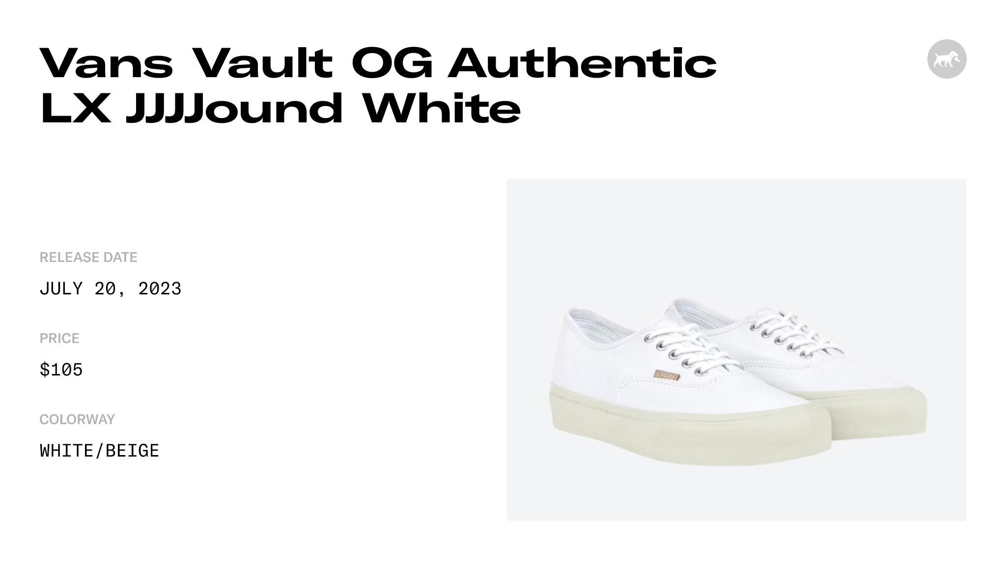 Vans Vault OG Authentic LX JJJJound White - VN0A4CS4W00
