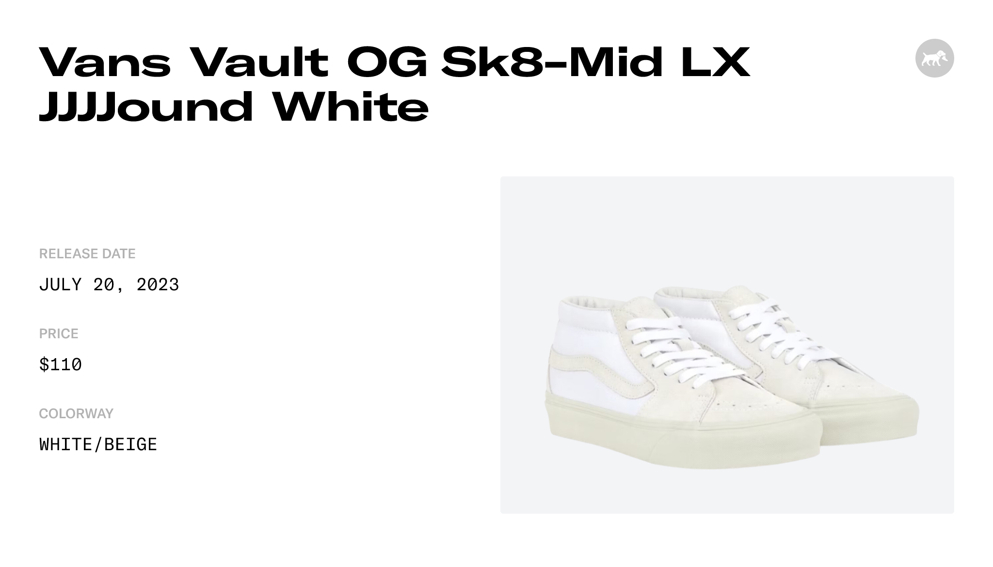 Vans Vault OG Sk8-Mid LX JJJJound White - VN0A7TNHW00
