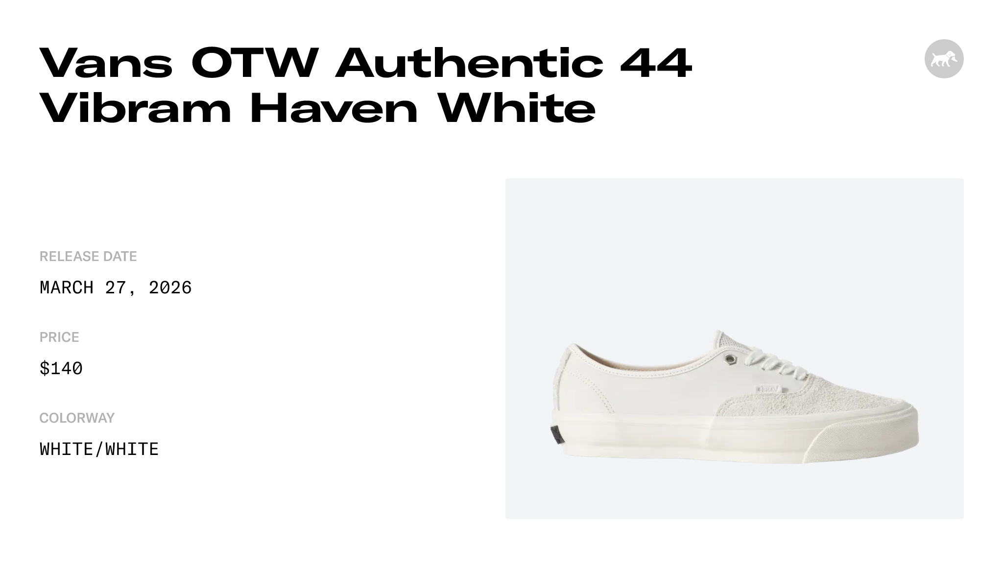 Vans OTW Authentic 44 Vibram Haven White - VN000Z6KCJ7