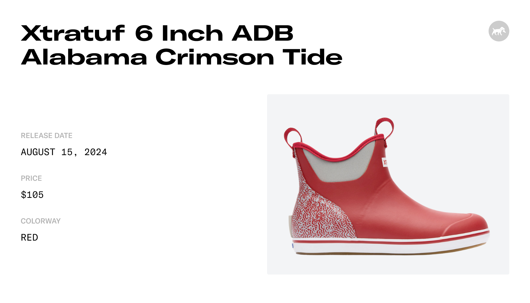 Xtratuf 6 Inch ADB Alabama Crimson Tide - XMAB60BP