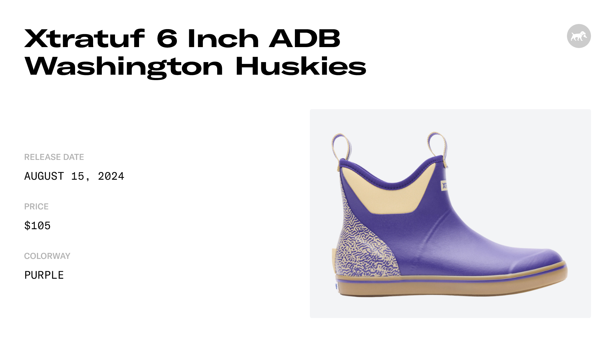 Xtratuf 6 Inch ADB Washington Huskies - XMABT500 Raffles & Where to Buy